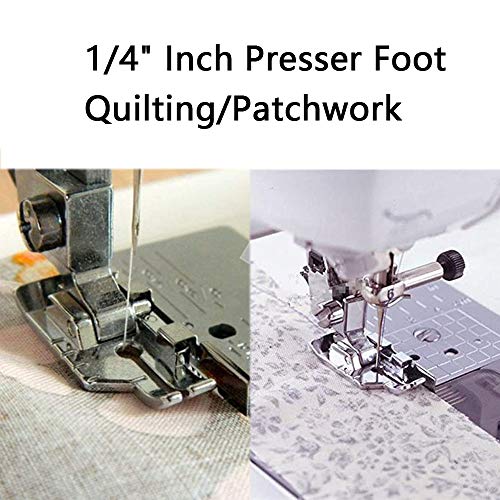 1/4 inch Presser Foot Quilting Patchwork Foot with Edge Guide, 1/4 Inch Clear View Quilting Presser Foot, Fit for Singer Brother Babylock Janome Simplicity Low Shank Sewing Machine(2pcs)