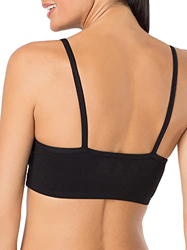 Fruit of The Loom Womens Spaghetti Strap Cotton Pull Over 3 Pack Sports Bra, Blushing Rose/White/Black Hue, 32