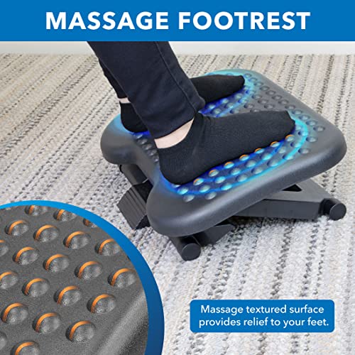 Mount-It! Ergonomic Under Desk Footrest | Height Adjustable Office Foot Rest with 3 Height Levels | Tilting Foot Stool | Home Office Footrest with Massage Surface for Improved Circulation (MI-7801)