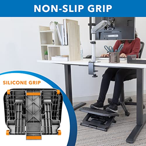 Mount-It! Ergonomic Under Desk Footrest | Height Adjustable Office Foot Rest with 3 Height Levels | Tilting Foot Stool | Home Office Footrest with Massage Surface for Improved Circulation (MI-7801)