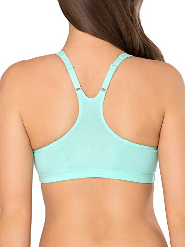 Fruit of the Loom womens Adjustable Shirred Front Racerback Sports Bra, Mint Chip/White/Grey Heather - 3 Pack, 40 US