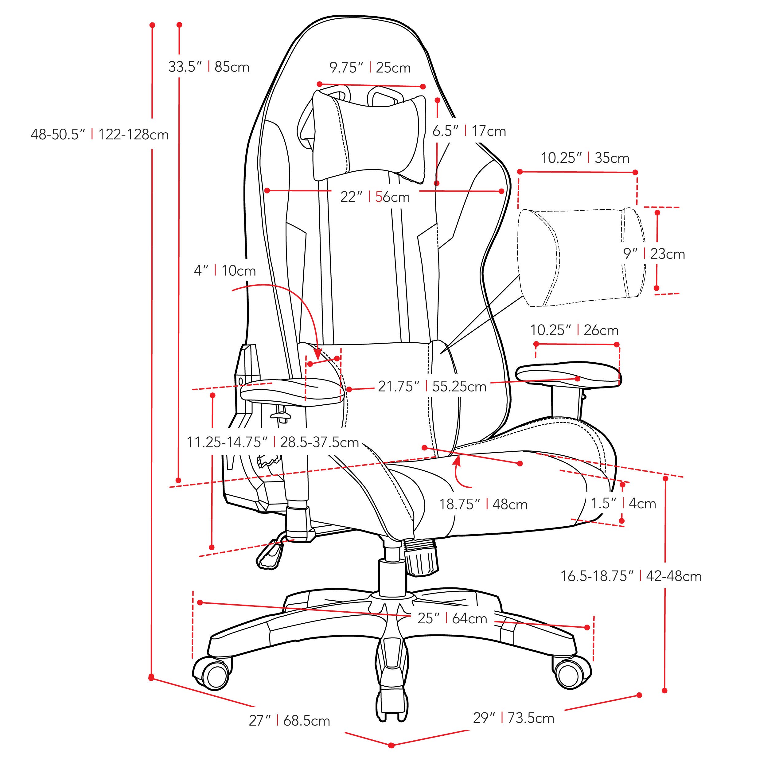 CorLiving Gaming Chair, Black/Gold