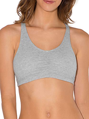 Fruit of the Loom womens Adjustable Shirred Front Racerback Sports Bra, Mint Chip/White/Grey Heather - 3 Pack, 40 US