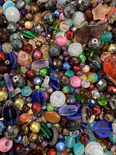 Assorted Glass Beads for Jewelry Making, DIY Lamp Work, Arts and Crafts, and Decorative Hobby Artistry, Colorful Crystal Assortment Bulk Mix, 4-18mm, Half Pound