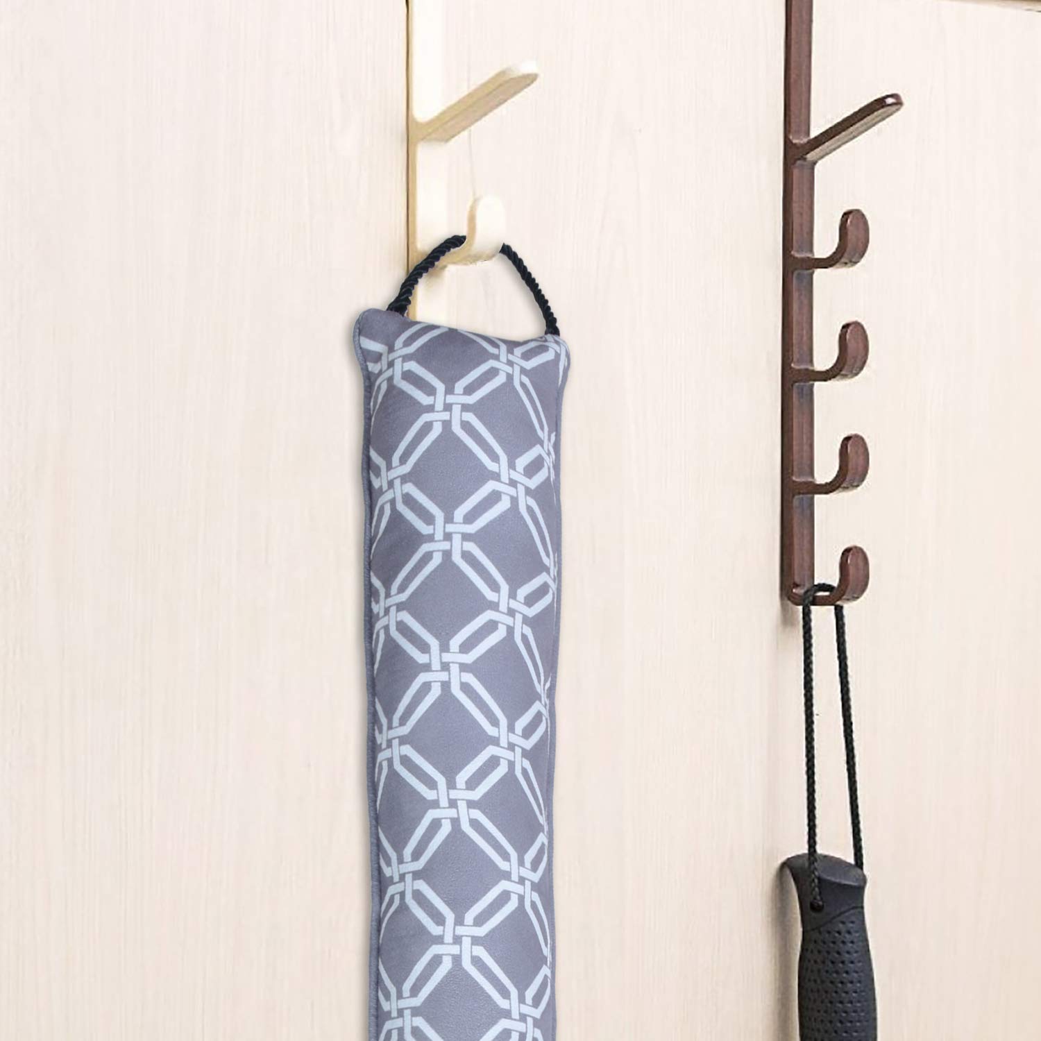 KindoBest Door Draft Stopper Geometry Moroccan Pattern - 35”L x 5”W x 2.5”H Heavy Duty Durable Door/Window Draft Blocker（Gray）
