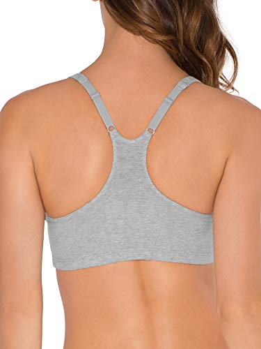 Fruit of the Loom womens Adjustable Shirred Front Racerback Sports Bra, Mint Chip/White/Grey Heather - 3 Pack, 40 US