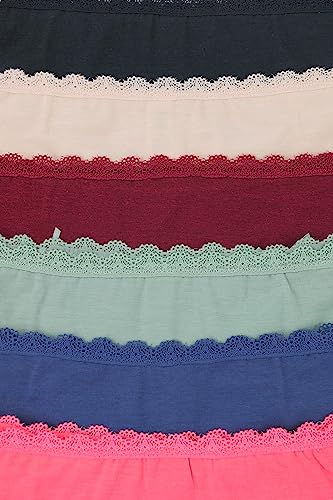 ToBeInStyle Women's 6 Pack Lacey Edge 2 Cotton Hipster Panties - Medium