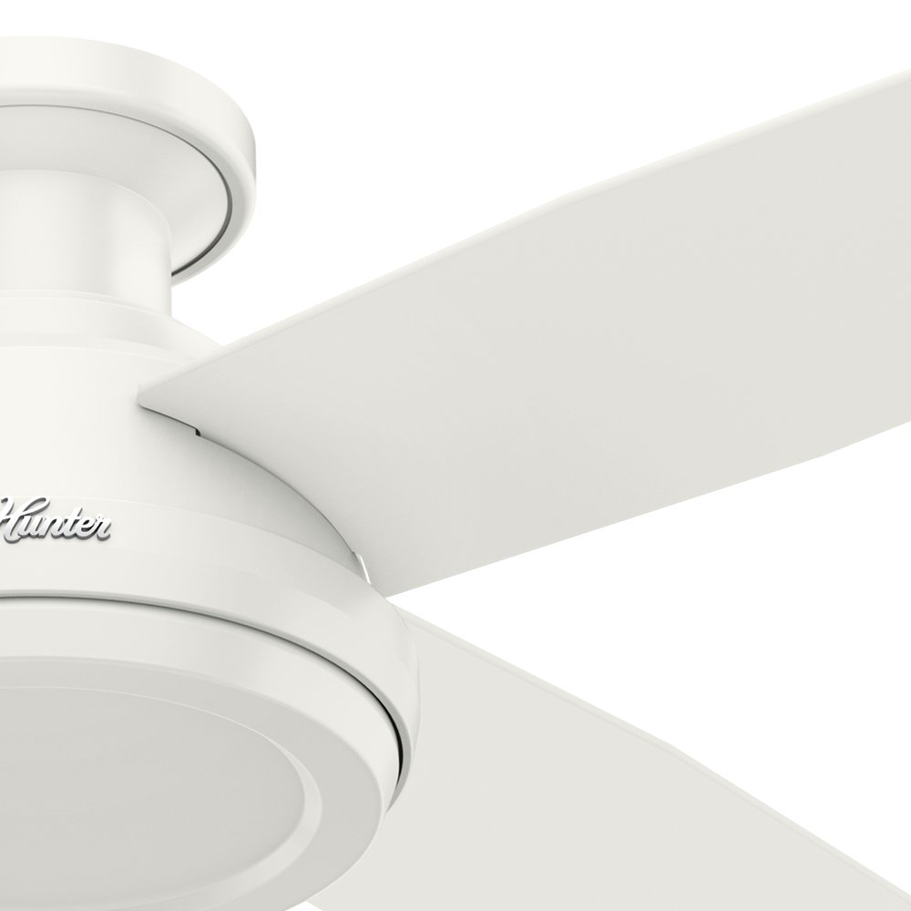 Hunter Fan 52 inch Contemporary Low Profile No Light Fresh White Ceiling Fan with Remote Control (Renewed)