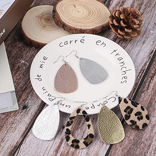 SGHUO 30pcs Leather Earring Making Kit Include 4 Kinds of Faux Leather Sheet and Tools for Earrings Craft Making Supplies