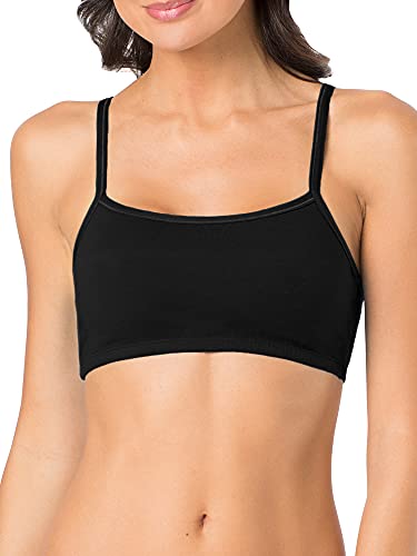 Fruit of The Loom Womens Spaghetti Strap Cotton Pull Over 3 Pack Sports Bra, Blushing Rose/White/Black Hue, 44