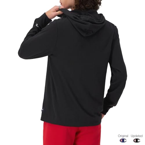 Champion, Midweight, Soft and Comfortable T-Shirt Hoodie for Men, Black Script, Small