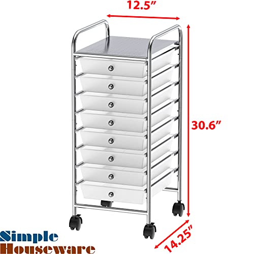SimpleHouseware 8-Drawers Rolling Storage Cart, Chrome