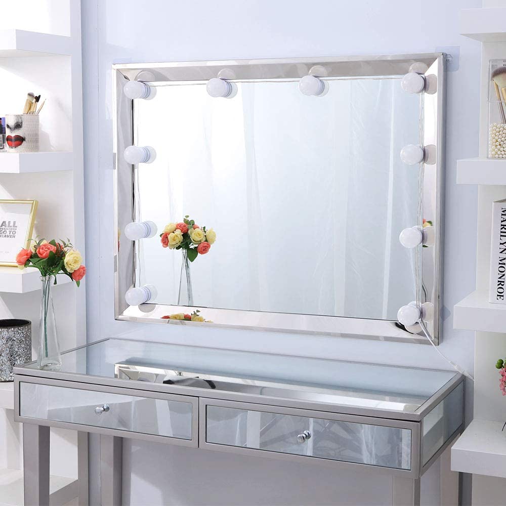 Chende LED Vanity Light for Mirror, Hollywood Style Makeup Lights with Dimmer and 12V Adapter, Stick on Vanity Mirror, (Mirror Not Included)