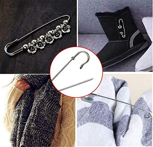 ReachTop Pack of 30 Large Safety Pins, 2.76" Heavy Duty Blanket Pins Bulk Steel Spring Lock Pins Fasteners for Blankets Crafts Skirts Kilts Brooch Making