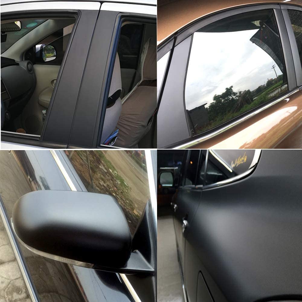 Lypumso Matte Black Car Vinyl Wrap 10ft x 1ft, Vehicle Wrap Vinyl Roll with Bubble Free Air Release Technology Decal Sheet, Self Adhesive Automotive Vinyl Wrap for Moto Car DIY Interior Exterior
