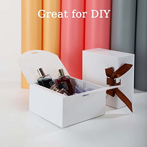 White Gift Box 10 Pack 6.7x6.7x3.5 Inches,Gift Boxes with Ribbons,Bridesmaid Proposal Boxes, Gift Boxes with Lids for Presents, Birthdays,Wedding,Baby Showers,Valentine's Day,Christmas