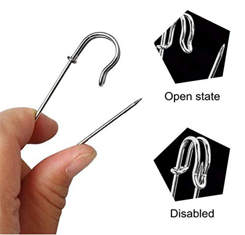 ReachTop Pack of 30 Large Safety Pins, 2.76" Heavy Duty Blanket Pins Bulk Steel Spring Lock Pins Fasteners for Blankets Crafts Skirts Kilts Brooch Making