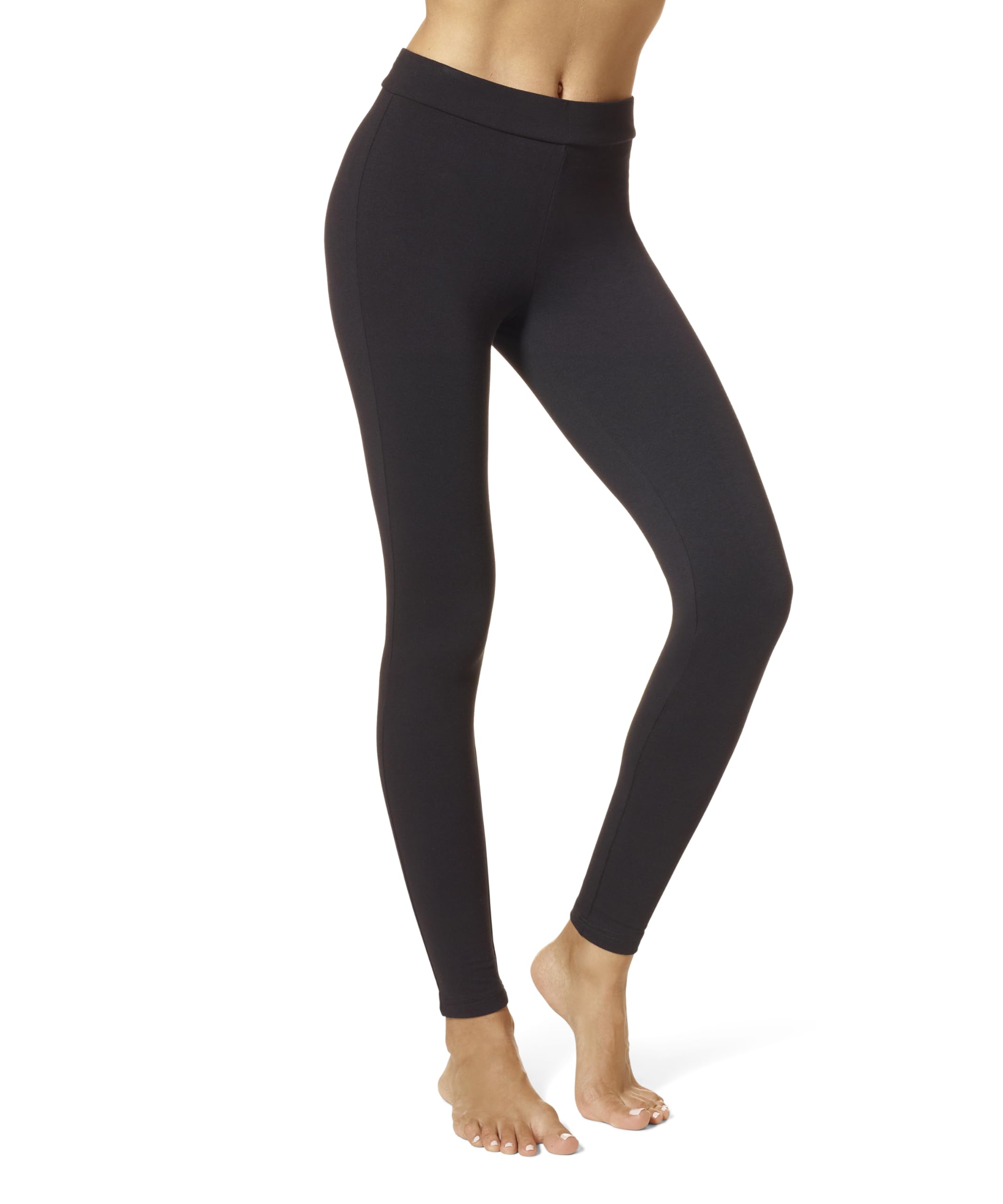 Hue Women's Wide Waistband Blackout Cotton Leggings, Assorted Hosiery, Black, X-Large US