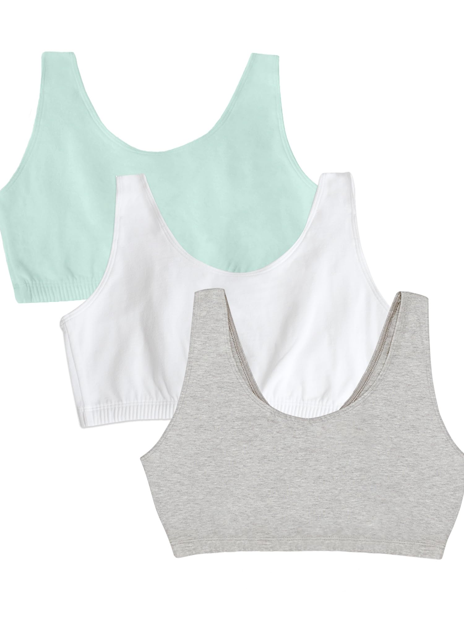 Fruit Of The Loom Womens Built Up Tank Style Sports Bra, Mint Chip/White/Grey Heather, 44 US