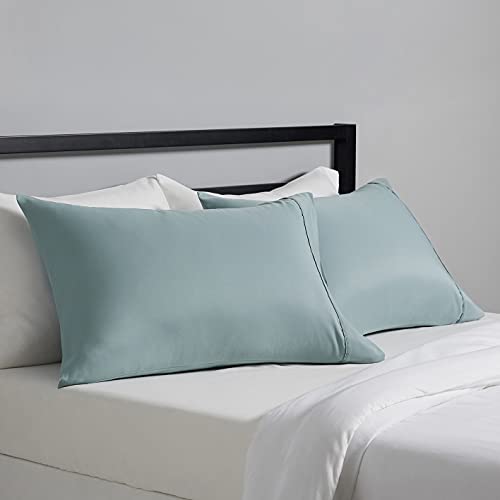 Amazon Basics Standard Pillow Cases Set of 2 - Lightweight, Super Soft Easy Care Microfiber, Spa Blue, 30" L x 20" W, Pillows Not Included