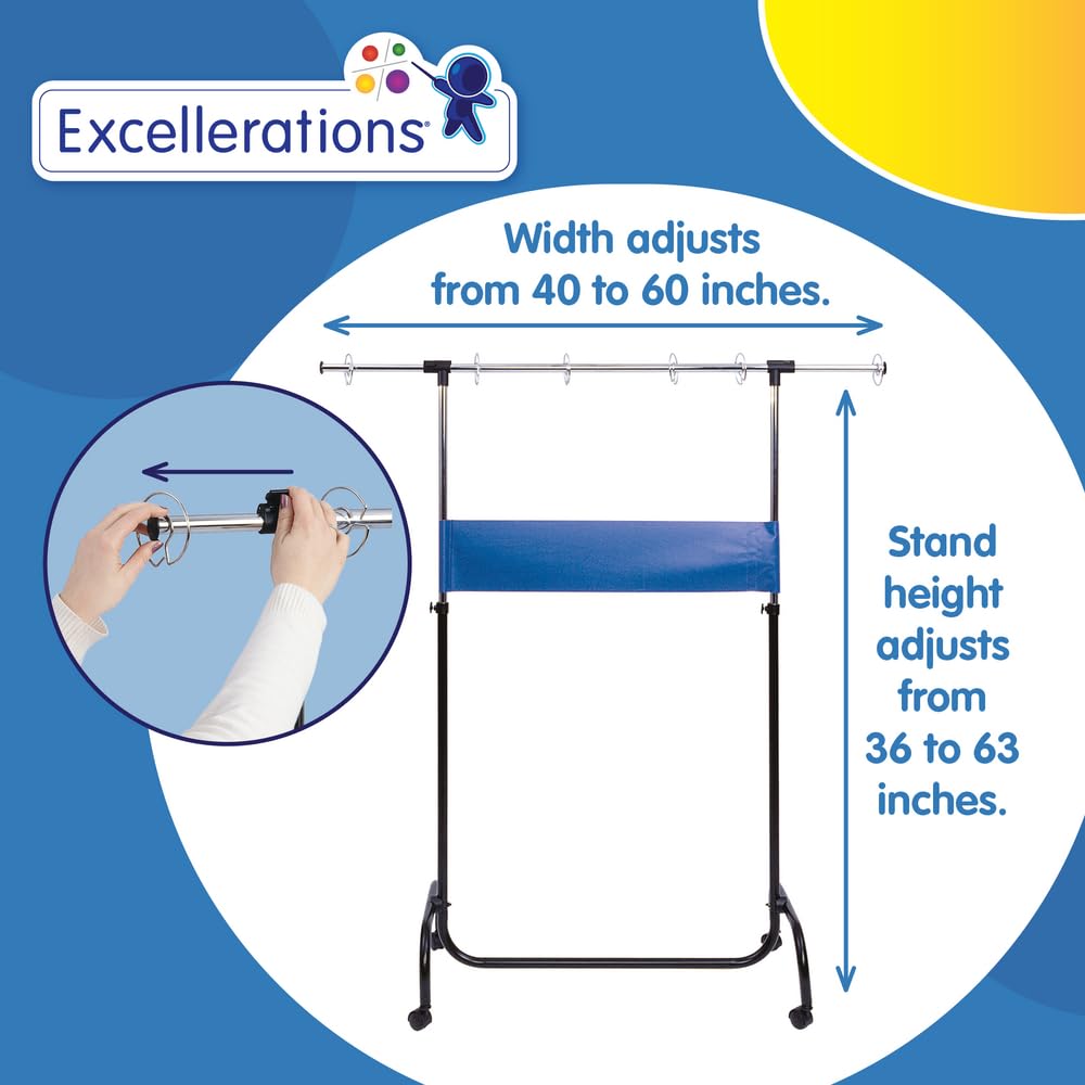 Colorations Excellerations Classroom Adjustable (36 - 63 inches H) Charts Stand on Wheels Mobile Teaching Pocket Chart Stand (Item # EXPAND)