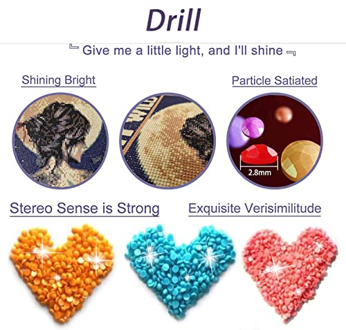 VeGuude Diamond Painting Kits for Adults, Mushroom 5D Diamond Art Kits, Full Drill DIY Crafts for Adults Home Wall Decor Diamond Dots Skeleton Moon [11.8x15.7inch]