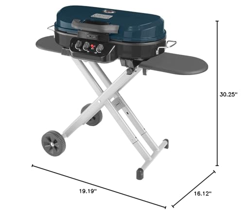 Coleman RoadTrip 285 Portable Stand-Up Propane Grill with 3 Adjustable Burners & Instastart Ignition, 20,000 BTUs of Power for Outdoor Cooking