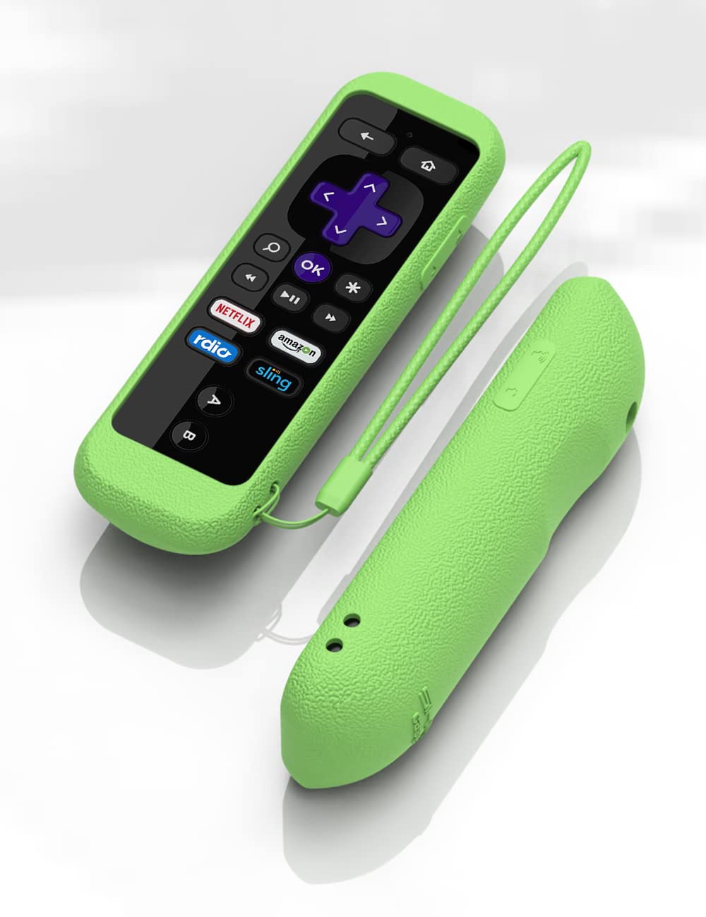 Roku Gaming Remote Case SIKAI Shockproof Protective Case for Roku 3 (4230 and 4200) Roku 2 (4210) RC54R Enhanced Remote Anti-Slip Washable Dust-Proof Anti-Lost with Hand Strap (Glow in Dark Green)