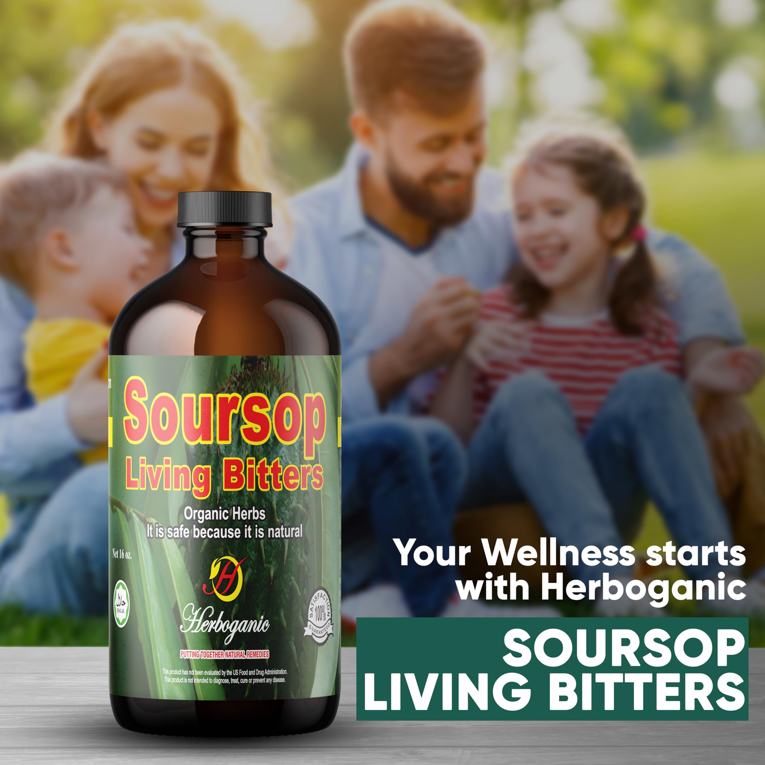 Herboganic Soursop Bitters Liquid | Natural Living Bitters for overall wellness 16 OZ | Soursop Bitters