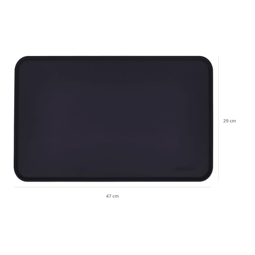 Amazon Basics Waterproof Anti-Slip Silicone Pet Food and Water Bowl Mat, Solid, 18.5 x 11.5 Inches, Black