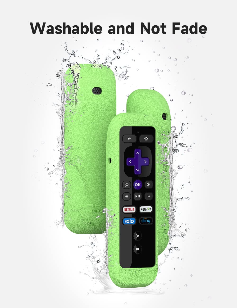 Roku Gaming Remote Case SIKAI Shockproof Protective Case for Roku 3 (4230 and 4200) Roku 2 (4210) RC54R Enhanced Remote Anti-Slip Washable Dust-Proof Anti-Lost with Hand Strap (Glow in Dark Green)