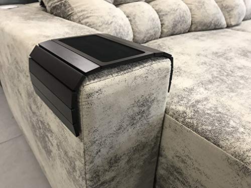 meistar Global Sofa Couch Arm Tray Table with EVA Base. Weighted Sides. Fits Over Square Chair arms. (Dark Brown)