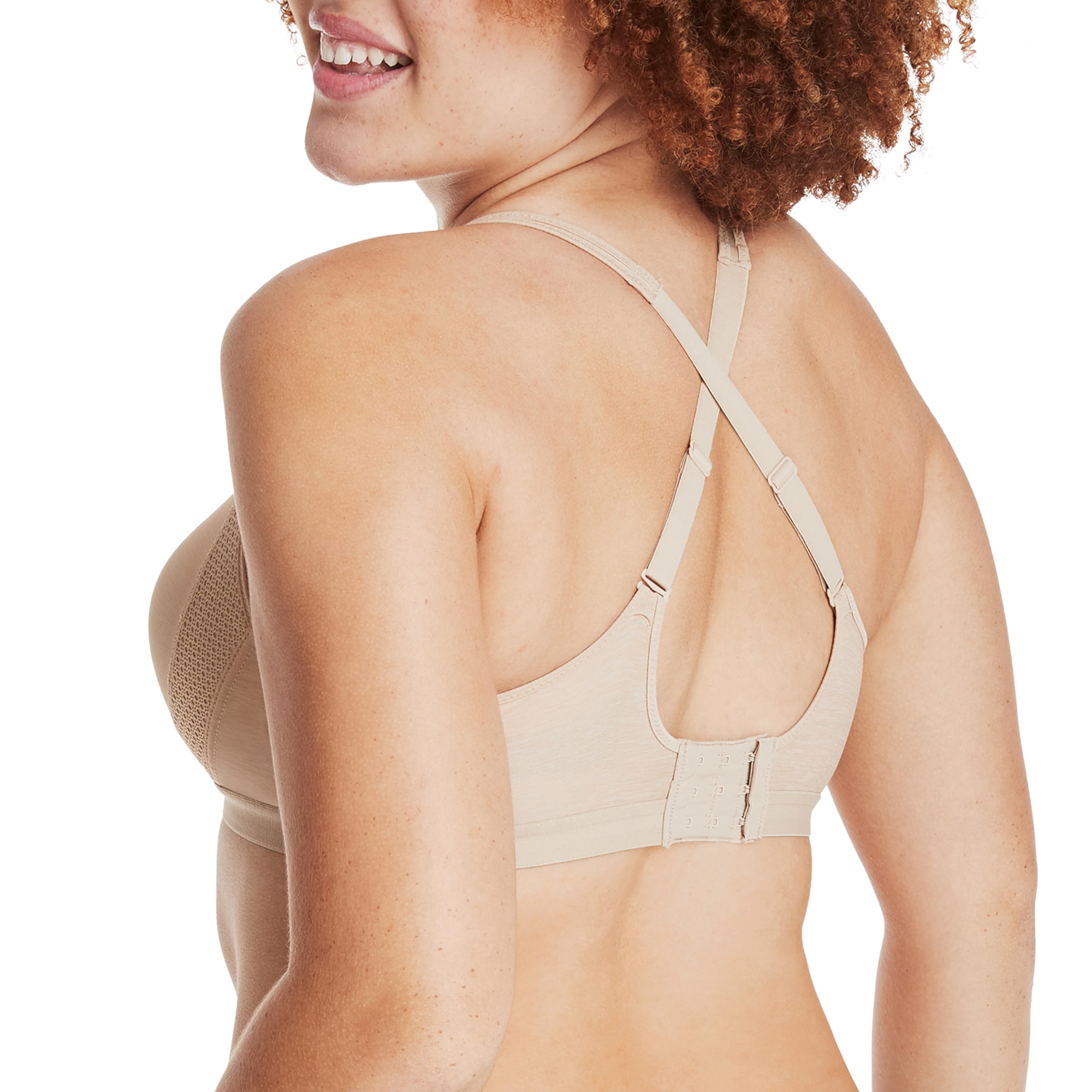Hanes Women's X-Temp Wireless Cooling Mesh, Full-Coverage, Convertible T-Shirt Bra, Nude, Large