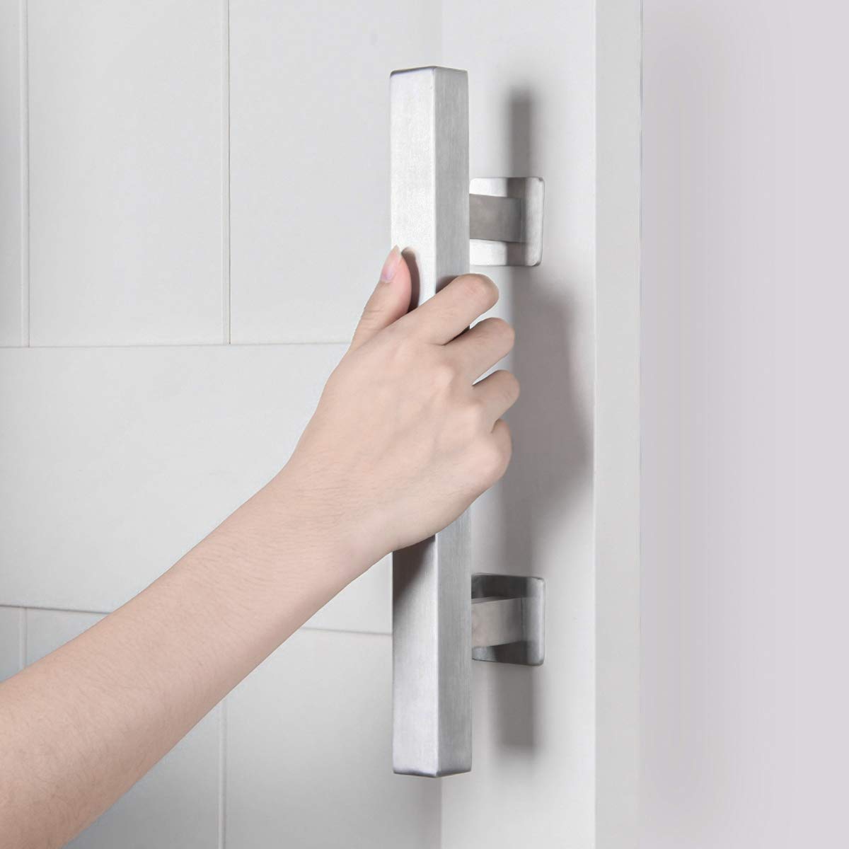 SMARTSTANDARD 10" Heavy Duty Sliding Barn Door Handle, Pull and Flush Set for Gate Kitchen Furniture Cabinet Closet Drawer, Stainless Steel, Square
