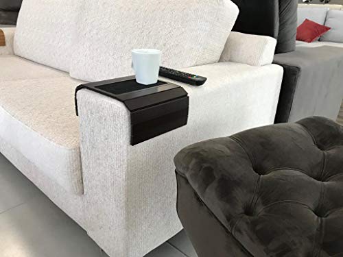 meistar Global Sofa Couch Arm Tray Table with EVA Base. Weighted Sides. Fits Over Square Chair arms. (Dark Brown)