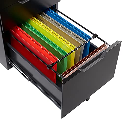 Amazon Basics 3 Drawer Mobile File Cabinet with Lock, Black