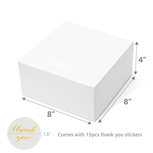 Timirog White Gift Boxes 12 Pack 8x8x4 Inches Bridesmaid Proposal Boxes with Lids, Paper Present Box Empty for Graduation, Birthday, Wedding, Party Favor, Treat, Holiday, Engagement, Father's Day