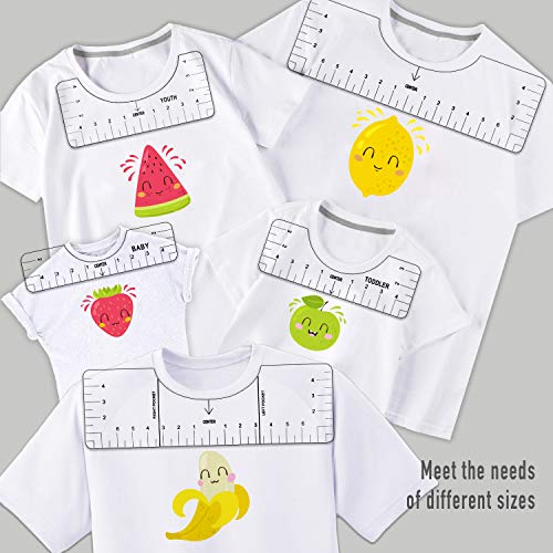 FINFINLIFE Tshirt Ruler-9Pcs, Tshirt Ruler Guide for Vinyl, Shirt Alignment, Center Designs for Heat Press, Transparent Tee Ruler for Infant Toddler Youth Adult, Front and Back Measurement