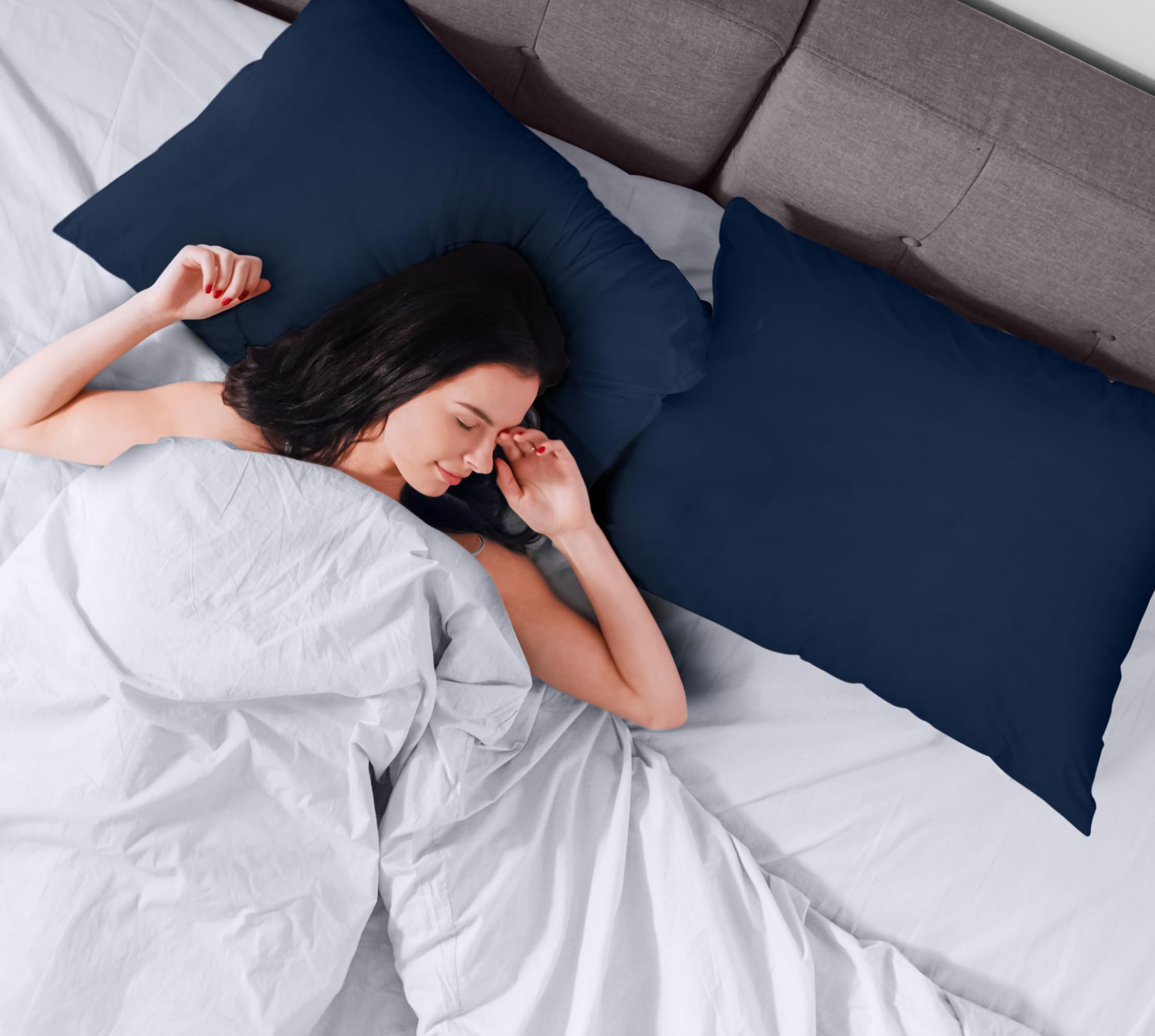 Utopia Bedding Waterproof Pillow Protectors Zippered (2 Pack, Navy) Queen Size, Zippered Pillowcases, Bed Bug Proof Pillow Encasement Covers 20 x 28 Inches