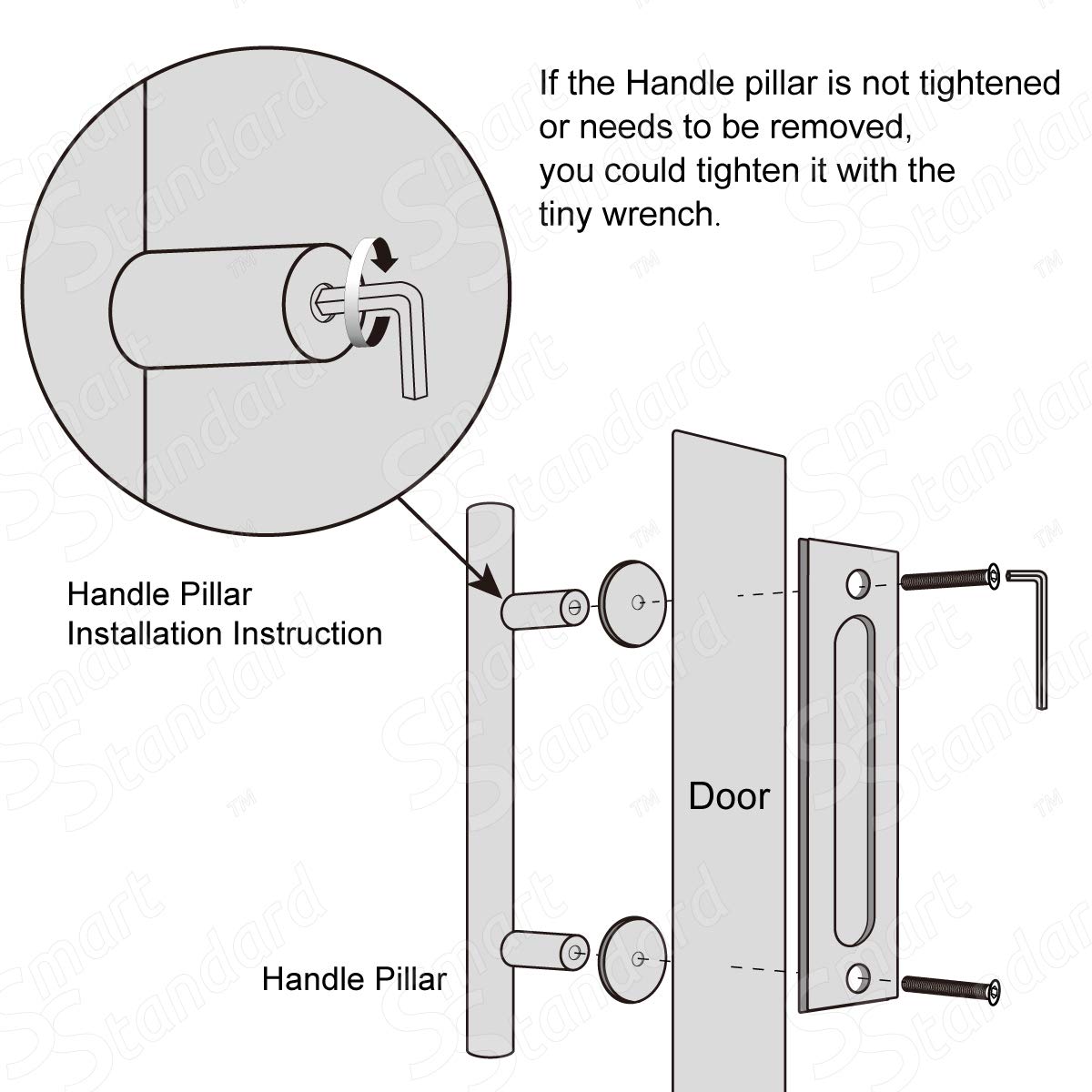 SMARTSTANDARD 10" Heavy Duty Sliding Barn Door Handle, Pull and Flush Set for Gate Kitchen Furniture Cabinet Closet Drawer, Stainless Steel, Square