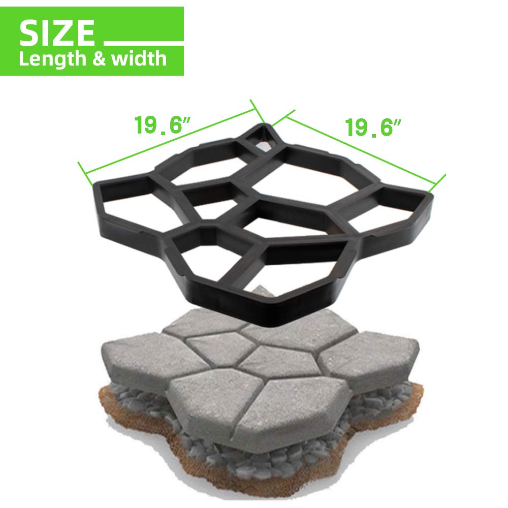 CJGQ Plus Size 19.6"x19.6"x1.7" Walk Maker Reusable Concrete Pathmate Stone Mold Stepping Stone Paver Lawn Patio Yard Garden DIY Path Maker Paving Moulds (Irregular)