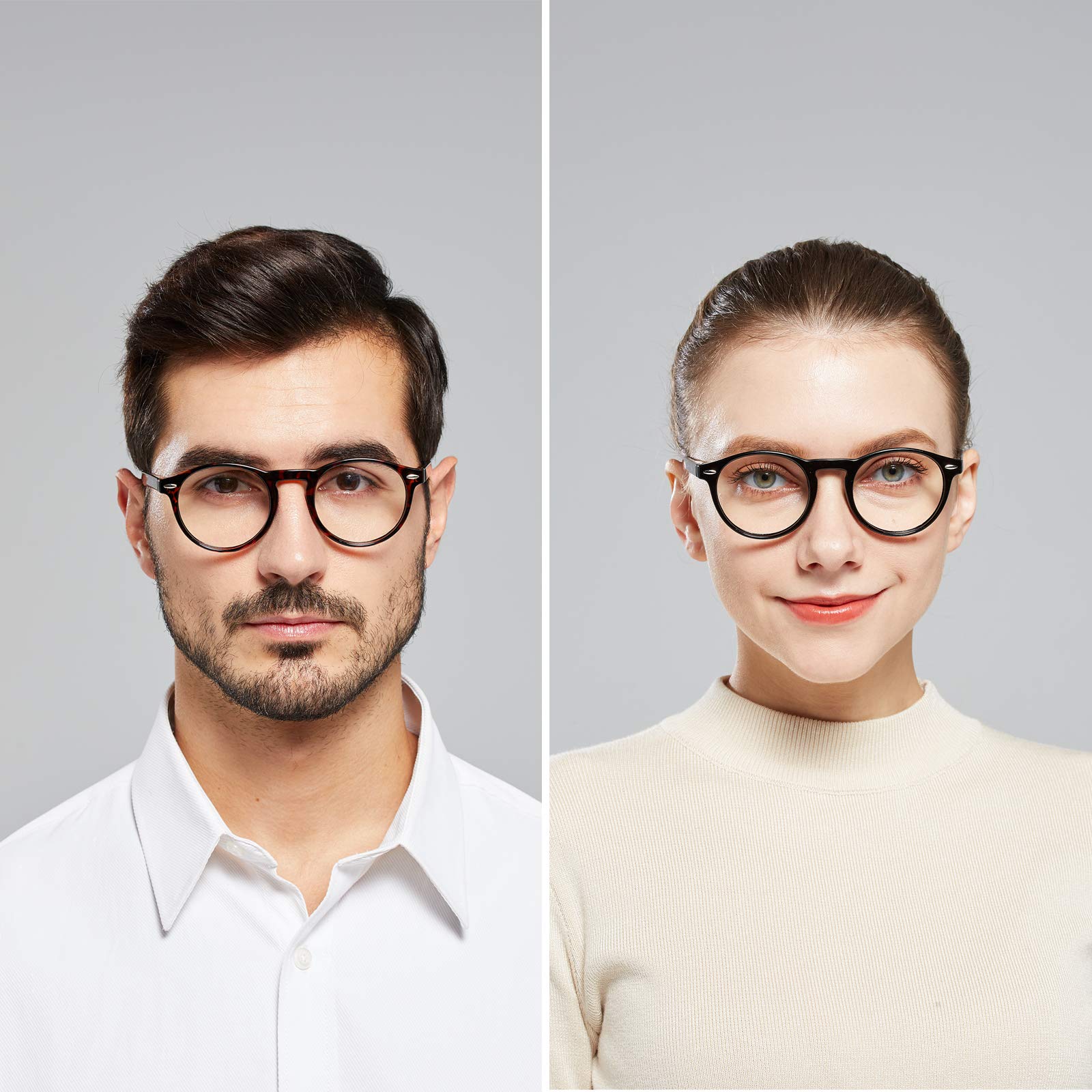 AMILLET 3-Pack Retro Round Reading Glasses Men Women Spring Hinges Lightweight Quality Readers, Pattern Design Glasses for Reading +1.50