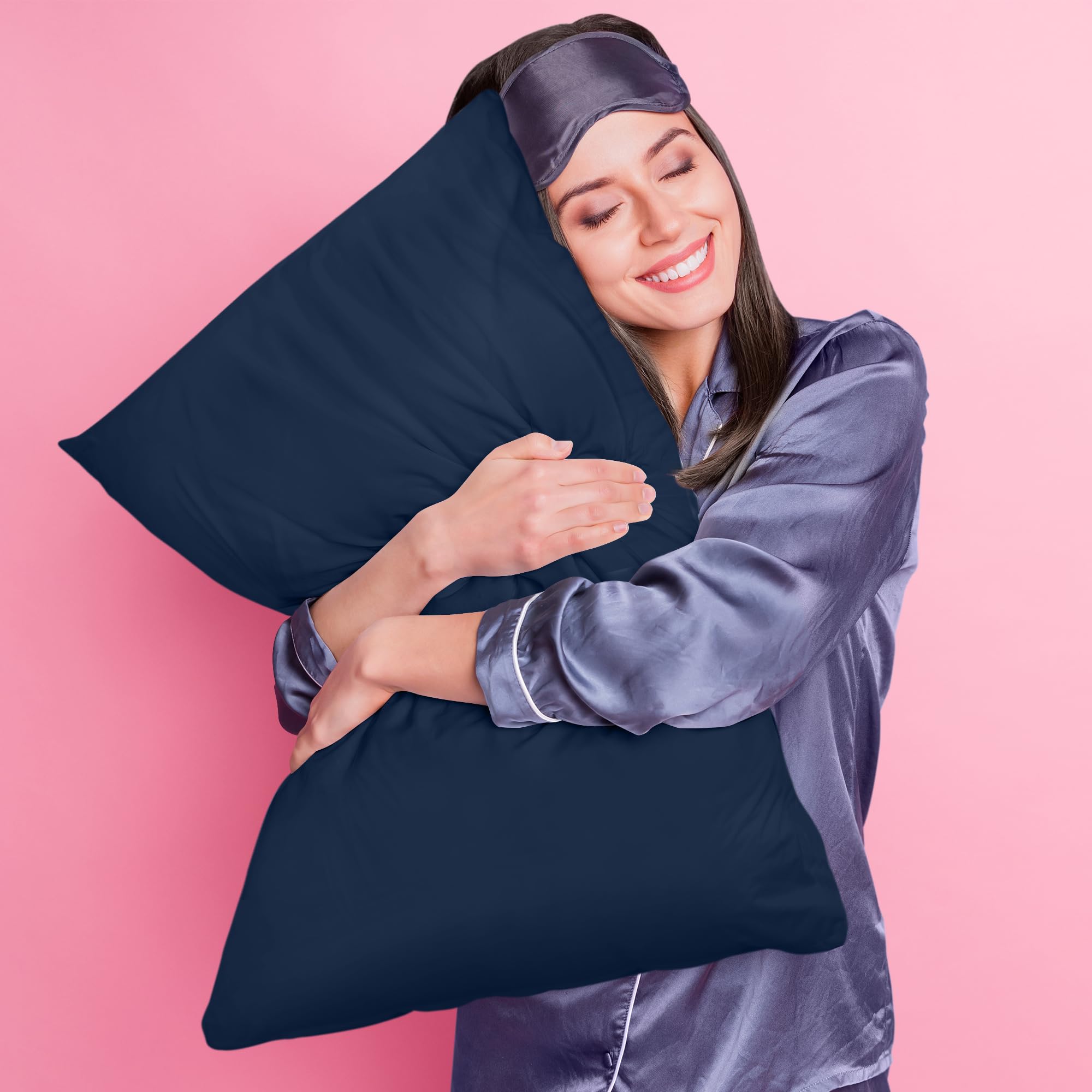 Utopia Bedding Waterproof Pillow Protectors Zippered (2 Pack, Navy) Queen Size, Zippered Pillowcases, Bed Bug Proof Pillow Encasement Covers 20 x 28 Inches
