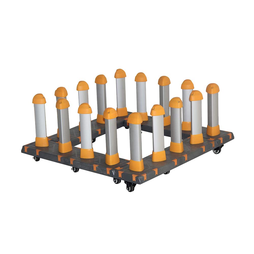 Vinyl Roll Storage Rack Holder Material Rolling Floor Rack - 16 Spindles, 2 Inch Core
