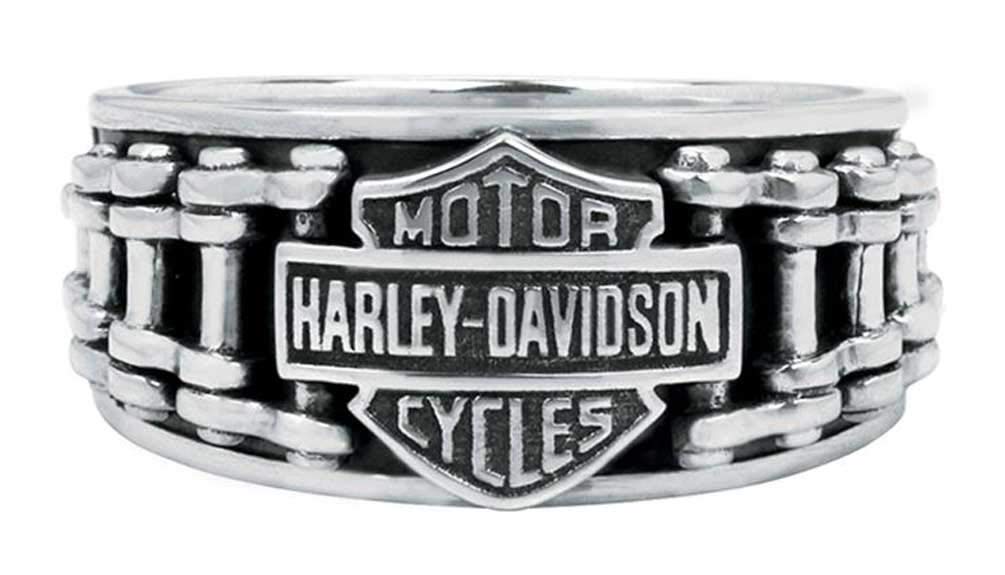 Harley-Davidson Men's Bar & Shield Bike Chain Ring, Sterling Silver HDR0260 (11)