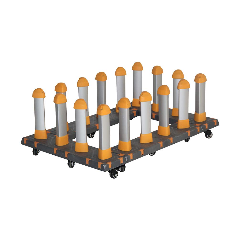 Vinyl Roll Storage Rack Holder Material Rolling Floor Rack - 16 Spindles, 2 Inch Core