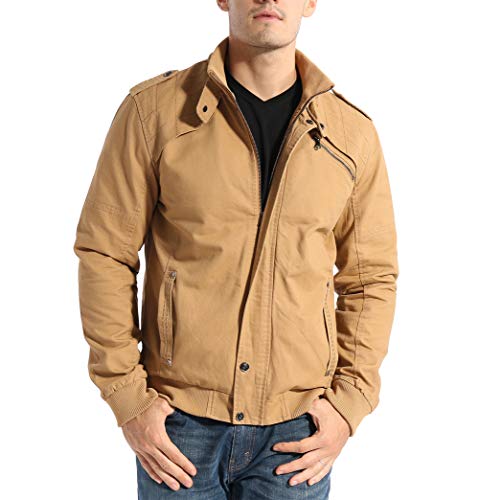Buytop Men's Casual Winter Cotton Military Jackets Outdoor Full Zip Army Coat(813Black-M)