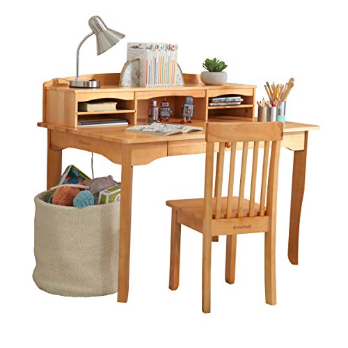 KidKraft Avalon Wooden Children's Desk with Hutch, Chair and Storage - Natural, Gift for Ages 5-10