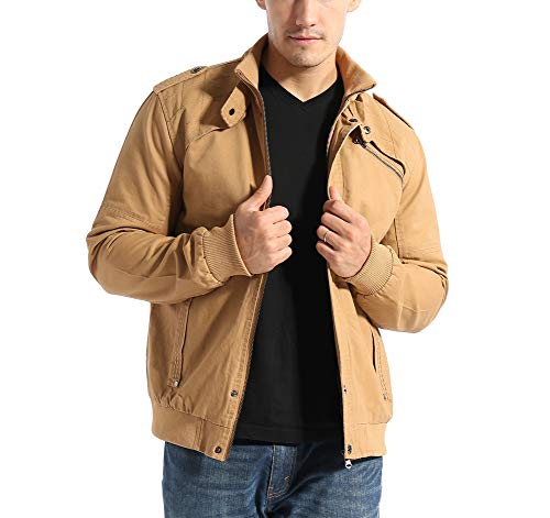 Buytop Men's Casual Winter Cotton Military Jackets Outdoor Full Zip Army Coat(813Black-M)