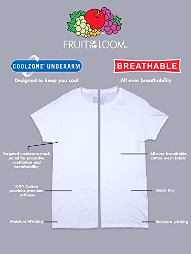 Fruit Of The Loom Mens Cooling Undershirts, Quick Dry & Moisture Wicking Underwear, White - Cotton Mesh, X-Large US